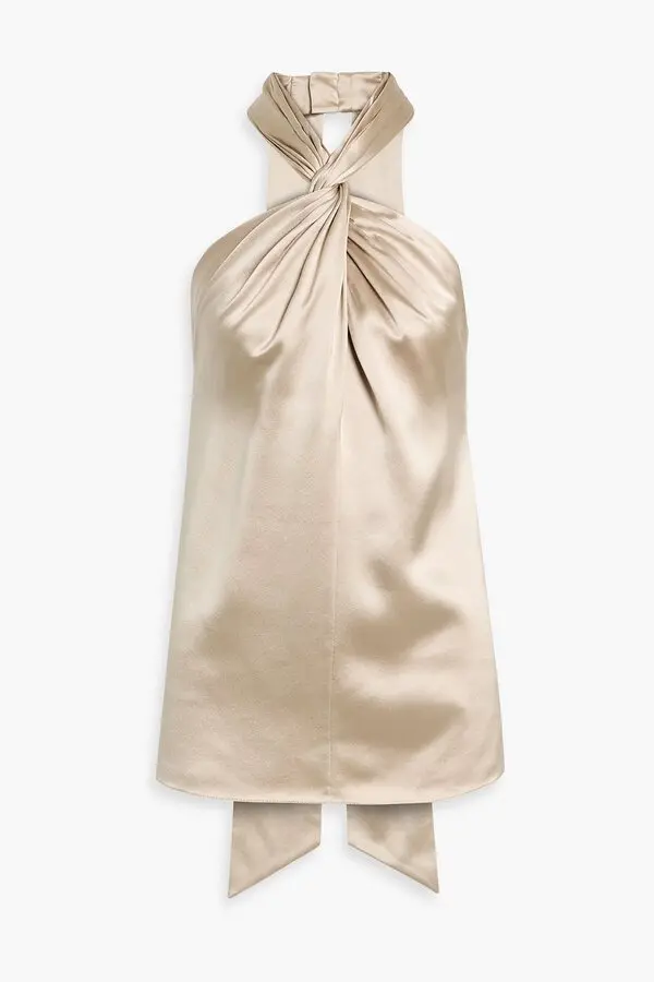 Adam Lippes Thalia Twisted Silk Satincrepe Top - Platinum