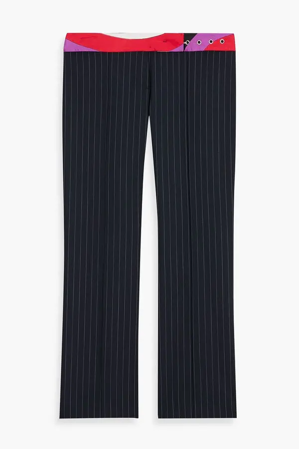 Emilio Pucci Silktrimmed Pinstriped Woolblend Flared Pants - Black