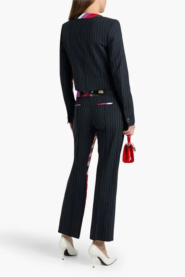 Emilio Pucci Silktrimmed Pinstriped Woolblend Flared Pants