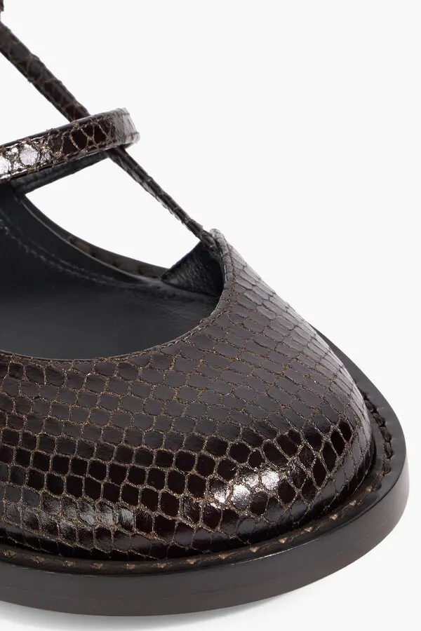Dries Van Noten Snakeeffect Leather Slingback Pumps