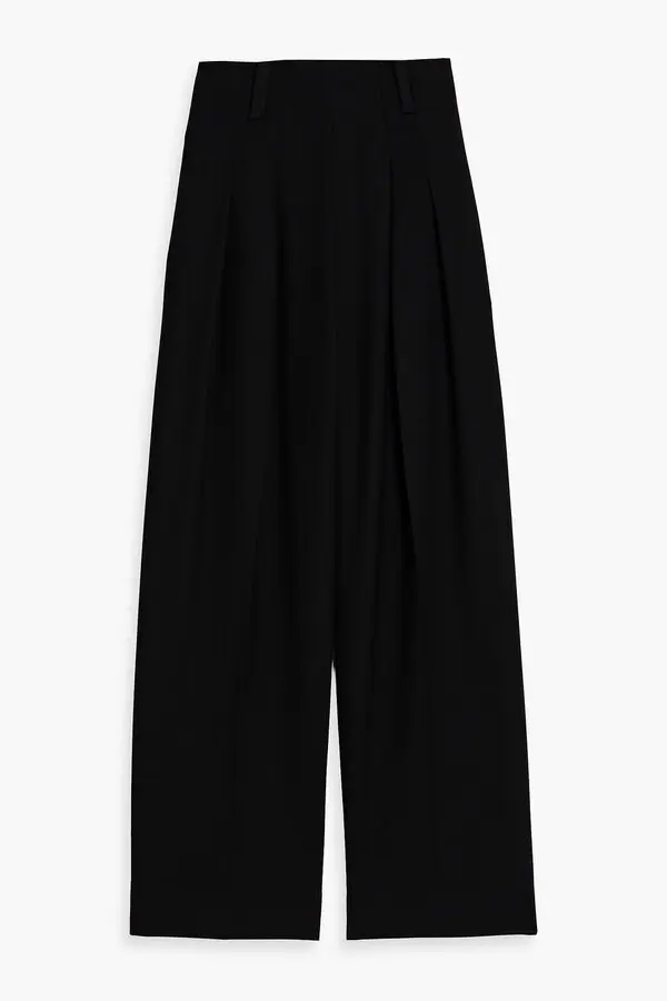Victoria Beckham Pleated Twill Wideleg Pants - Black