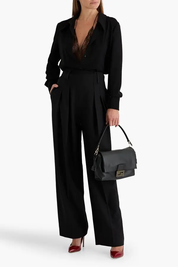 Victoria Beckham Pleated Twill Wideleg Pants