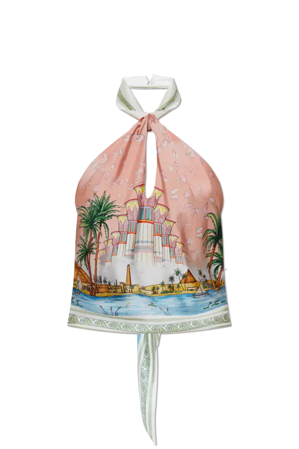 Casablanca Silk Top With Open Back - Pink