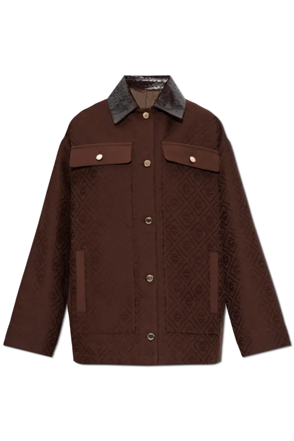 Casablanca Jacket With Leather Collar - Brown