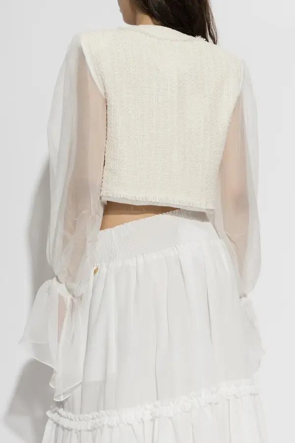 Balmain Tweed Blazer With Silk Sleeves