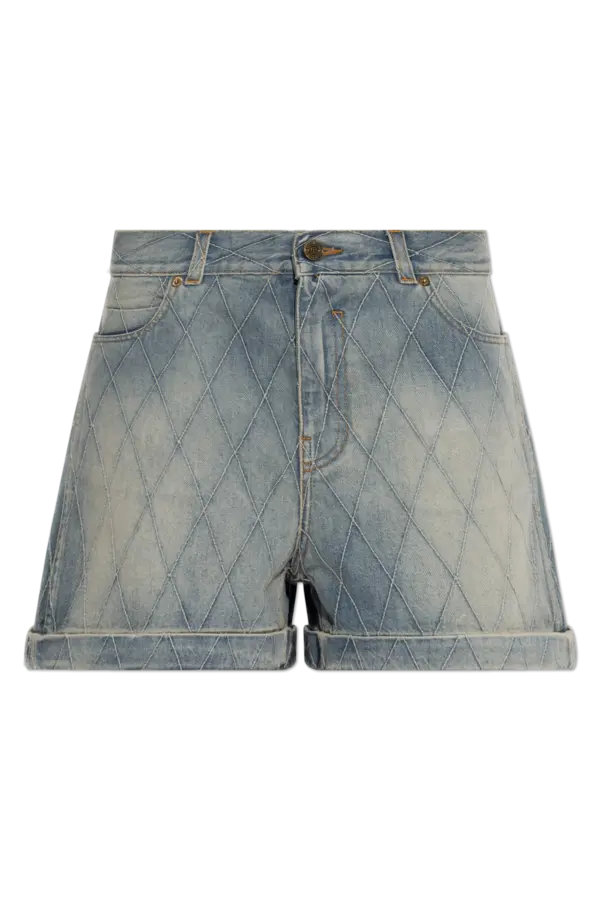 Balmain Denim Shorts With Vintage Effect - Blue