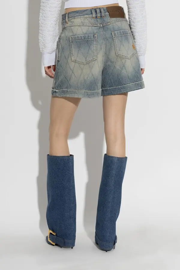 Balmain Denim Shorts With Vintage Effect