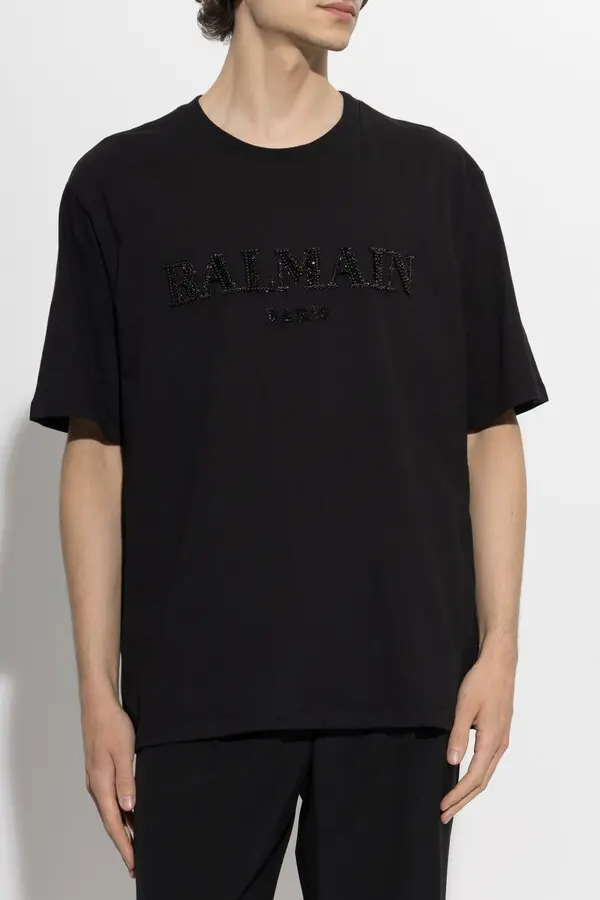 Balmain T-shirt With Shimmering Crystals