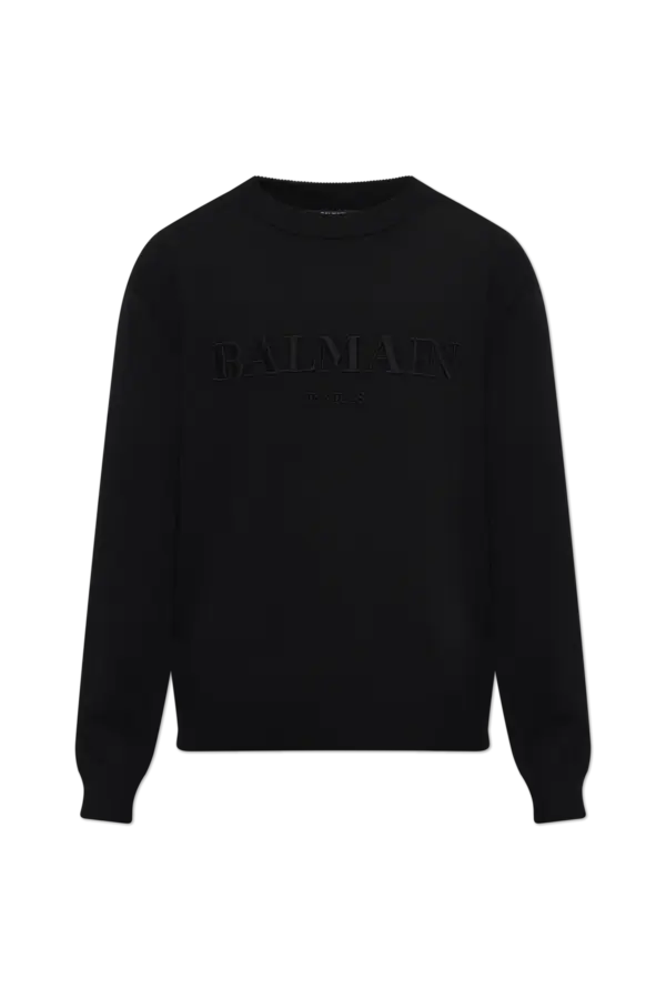 Balmain Sweater With Embroidered Logo - Black