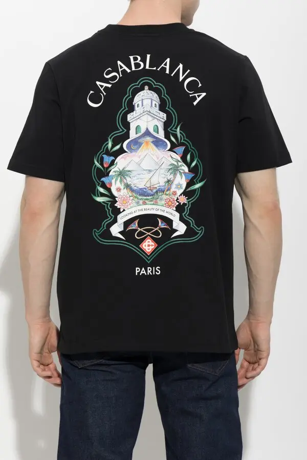 Casablanca T-shirt With Colourful Print - Black
