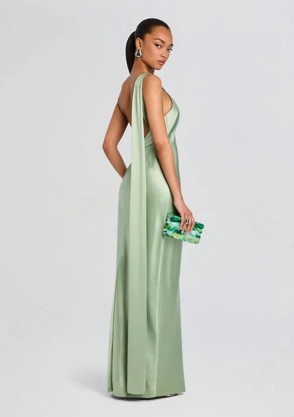 Retrofete Sirocco One-shoulder Gown With Sash