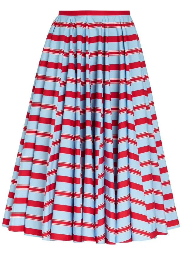 EMILIA WICKSTEAD Eglantine Striped Cotton-poplin Midi Skirt
