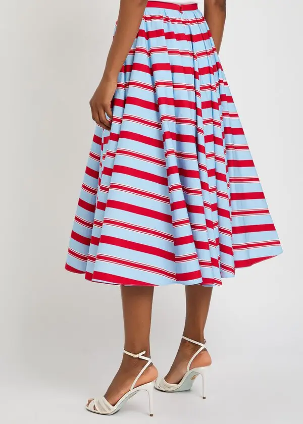 EMILIA WICKSTEAD Eglantine Striped Cotton-poplin Midi Skirt