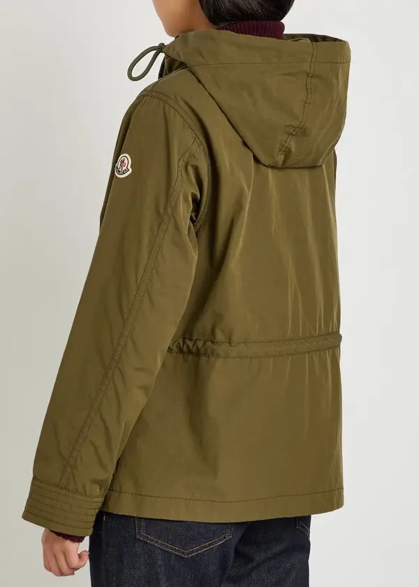Moncler Waxed Poplin Parka Jacket With Drawstring Hood