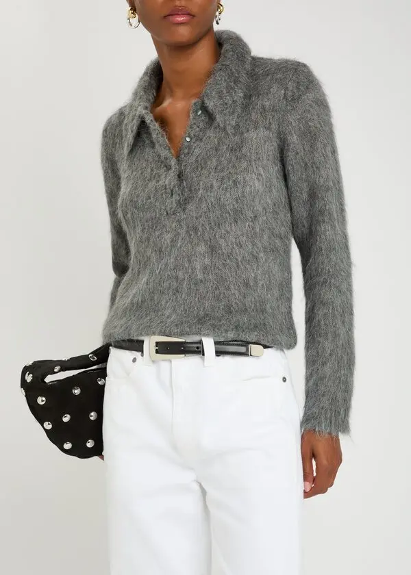 Khaite Lucca Leather Belt With Oversized Buckle - Black