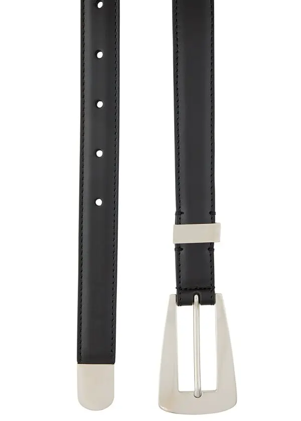 Khaite Lucca Leather Belt With Oversized Buckle - Black