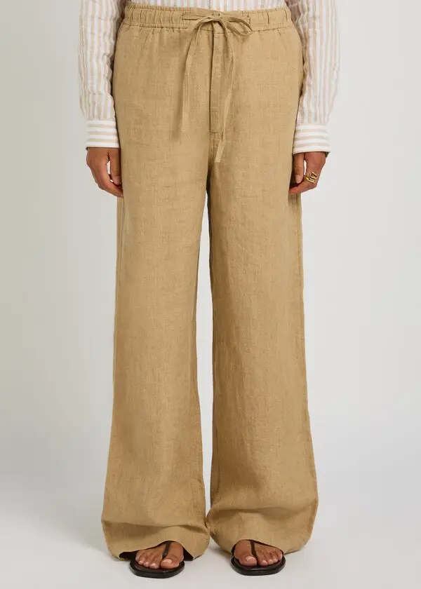 Polo Ralph Lauren Wide-leg Linen Trousers - Brown
