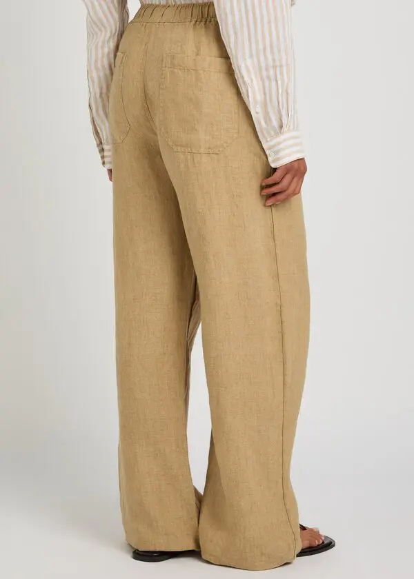 Polo Ralph Lauren Wide-leg Linen Trousers - Brown