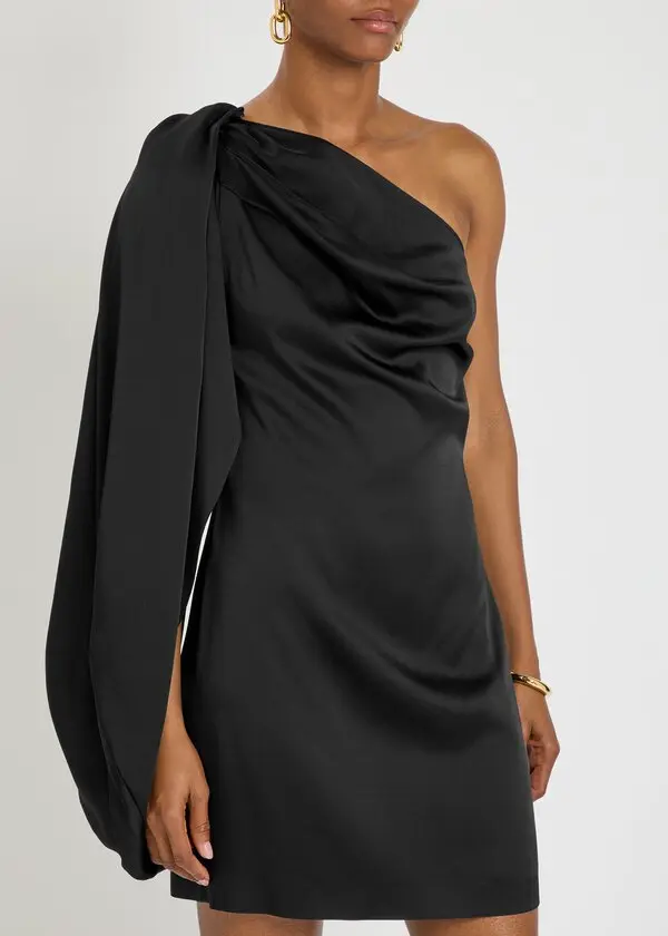 Stella McCartney Draped Satin-crepe Mini Dress - Black