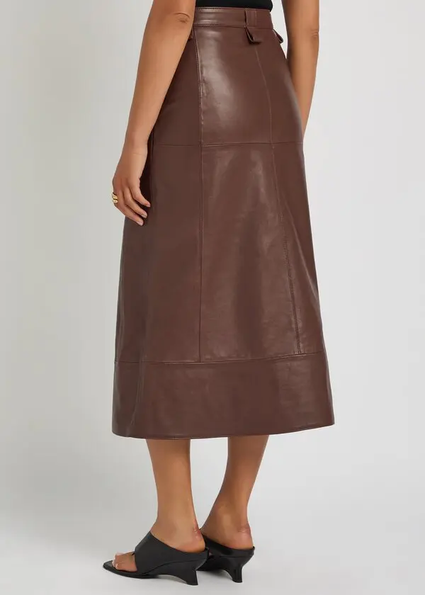 SKIIM Farrah Leather Midi Skirt