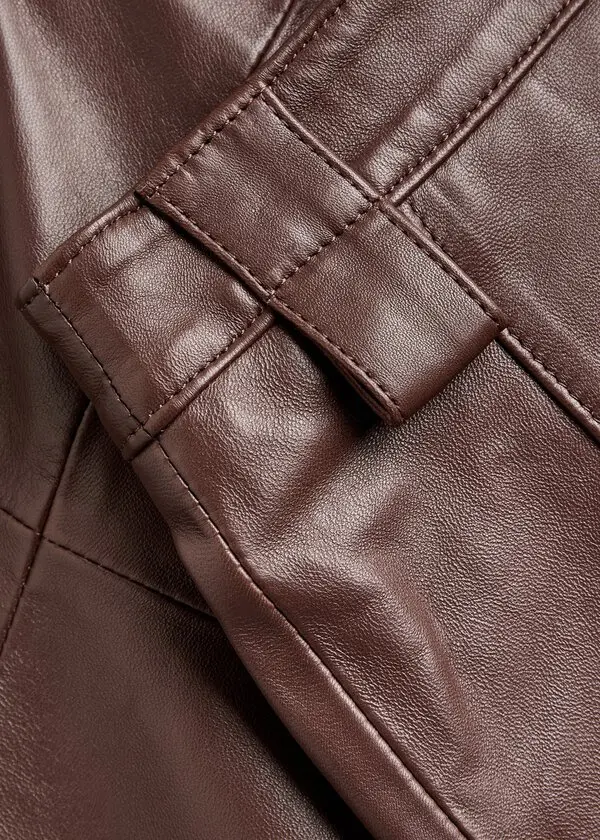 SKIIM Farrah Leather Midi Skirt