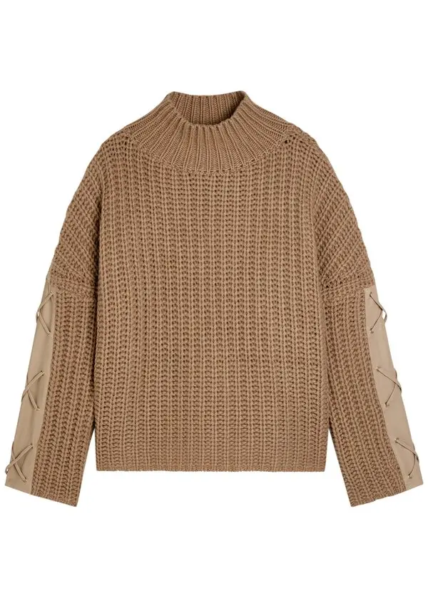 SKIIM Justine Lace-up Leather And Cashmere Jumper