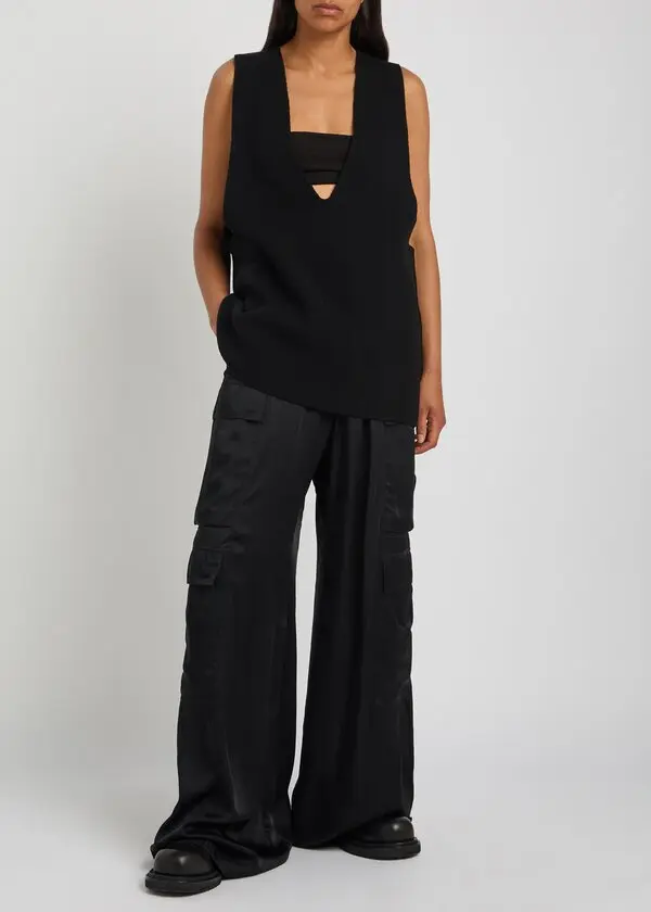 Rick Owens Cargo Wide-leg Satin Trousers - Black