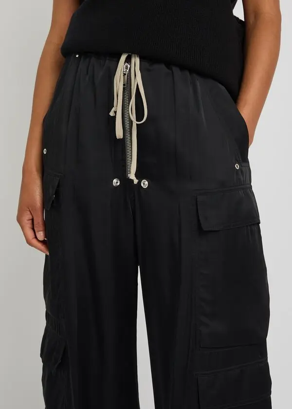 Rick Owens Cargo Wide-leg Satin Trousers - Black