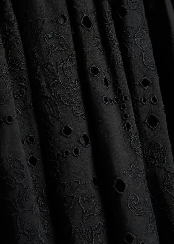 Tory Burch Embroidered Cotton Midi Dress - Black