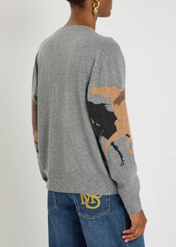 Stella McCartney Racing Horses Intarsia Wool Jumper - Grey