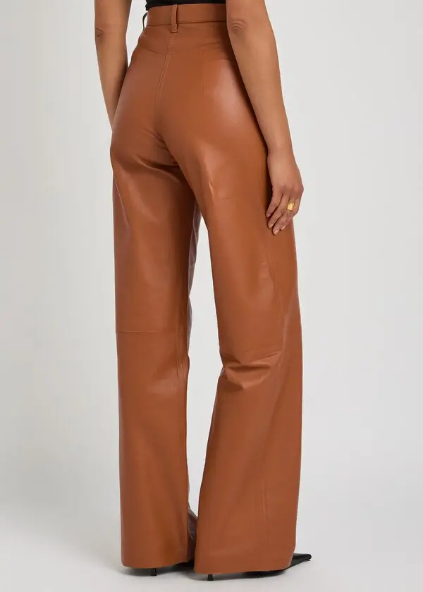 SKIIM Marcella Straight-leg Lamb Leather Trousers