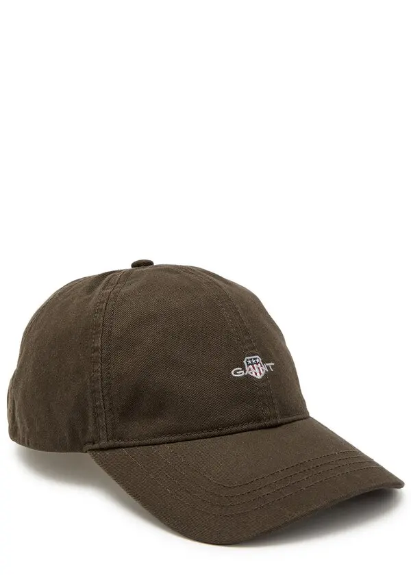Gant Shield Logo Embroidered Cotton Twill Baseball Cap - Brown