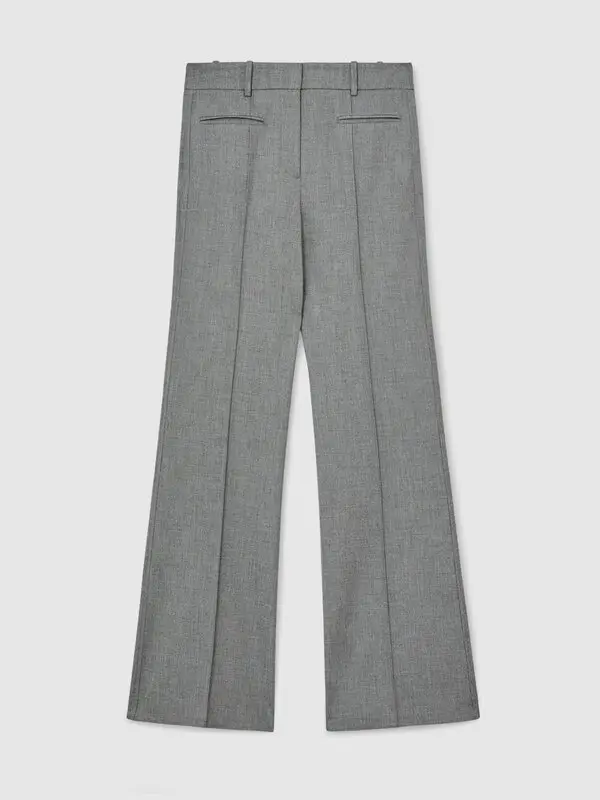 REISS Rosaria Woven Pintuck-detail Flared Trousers