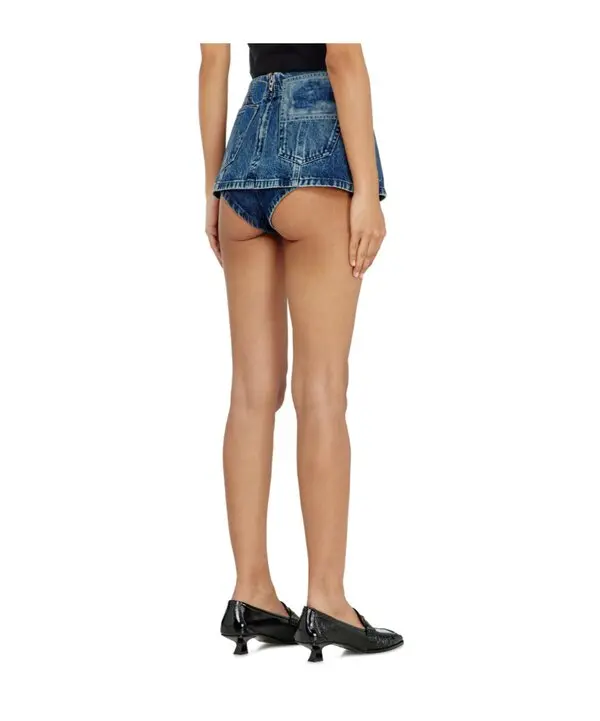 DIESEL® Denim Peplum Shorts With Shadow Patches