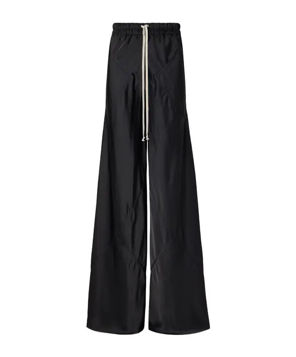 Rick Owens Satin Drawstring Wide-leg Pants - Black