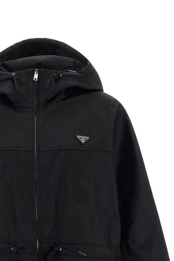 Prada Re-nylon Zip-up Hooded Raincoat