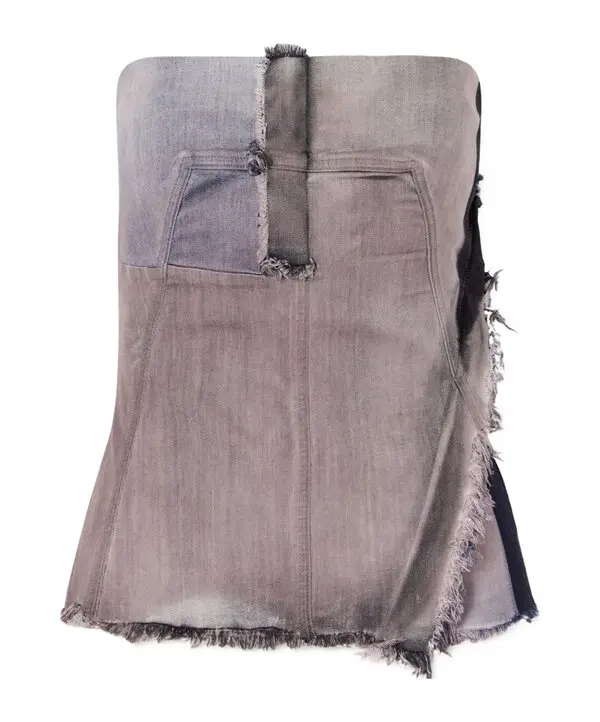 Rick Owens Frayed Denim Bustier Top - No