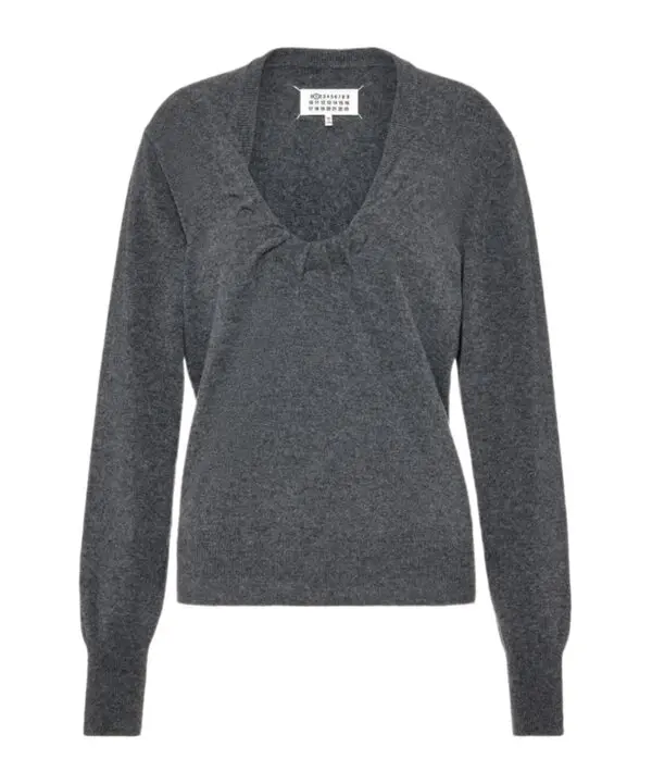 MAISON MARGIELA Long Sleeve Gathered Jumper - Grey