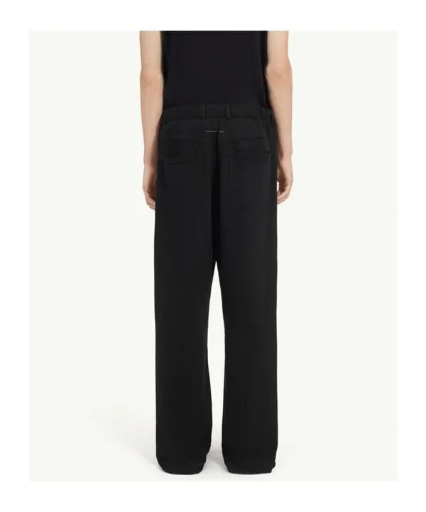 MAISON MARGIELA Logo-embroidered Unbrushed Cotton Trousers