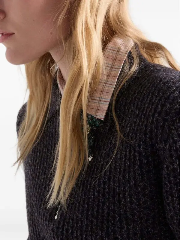 Prada Short-sleeved Wool & Mouliné Cashmere Polo Sweater