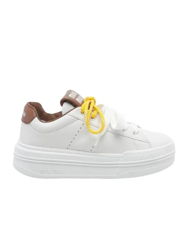 Miu Miu Logo-print Leather Sneakers - No