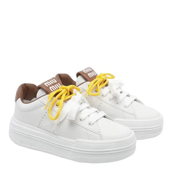 Miu Miu Logo-print Leather Sneakers - No