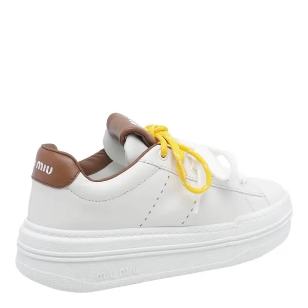 Miu Miu Logo-print Leather Sneakers - No