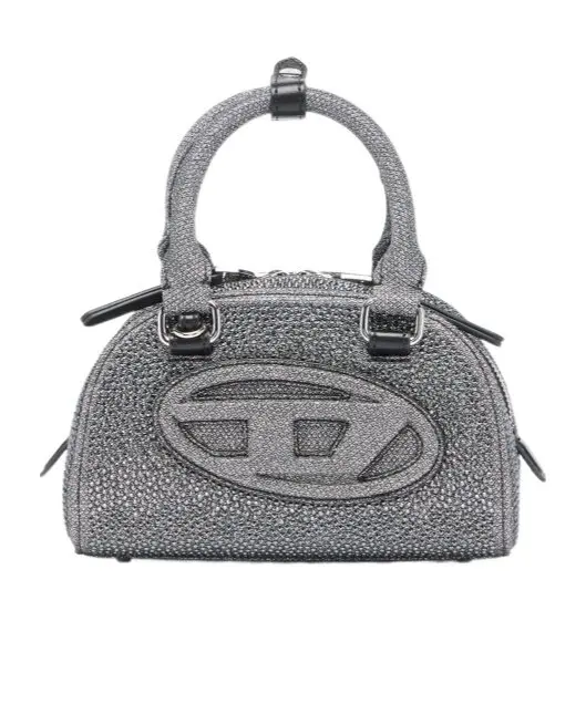 DIESEL® 1dr Dome Rhinestone Tote Bag - Black/silver