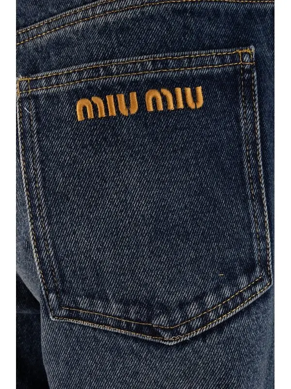 Miu Miu Faded Effect Logo Embroidered Jeans