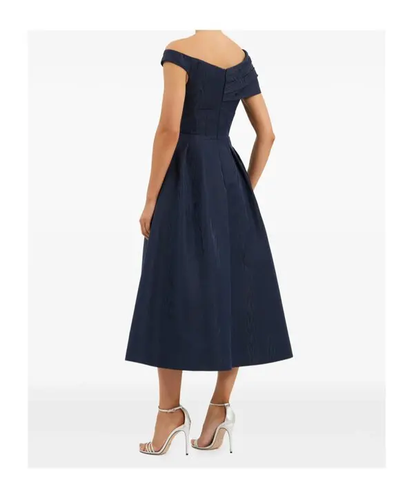 Rebecca Vallance Pleated Off-shoulder Midi Dress