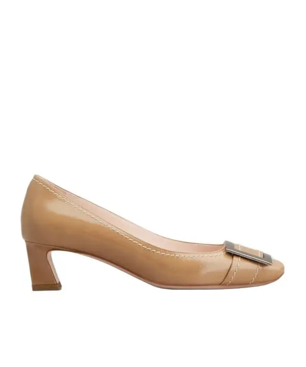 ROGER VIVIER Trompette Pumps In Patent Leather - Camel