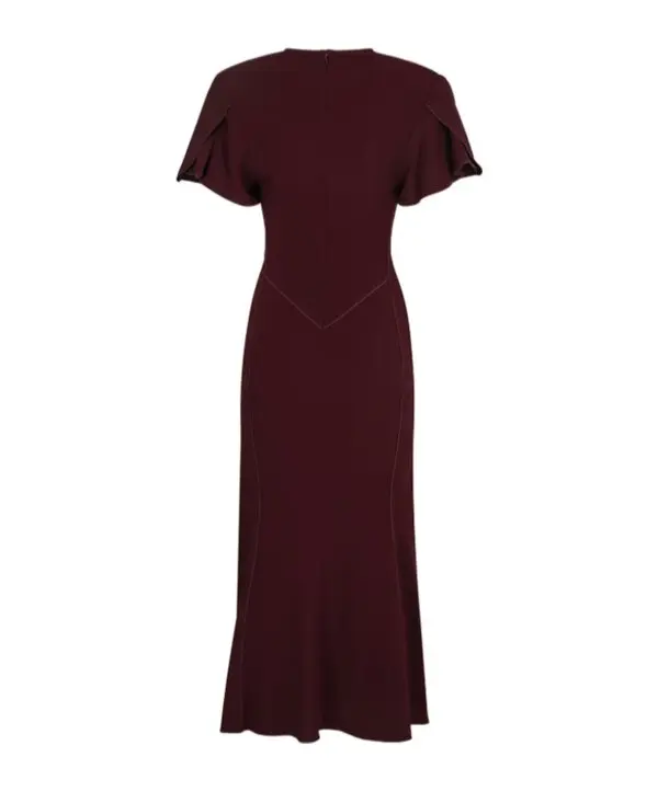 Victoria Beckham Pleated V-neck Dress