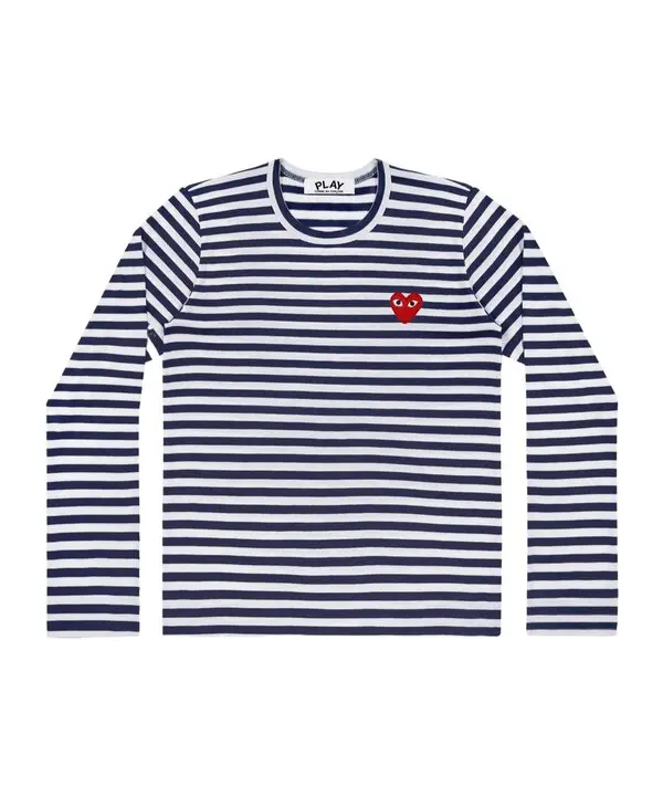 Play Comme Des Garcon Play L/s Striped T-shirt - Navy Blue