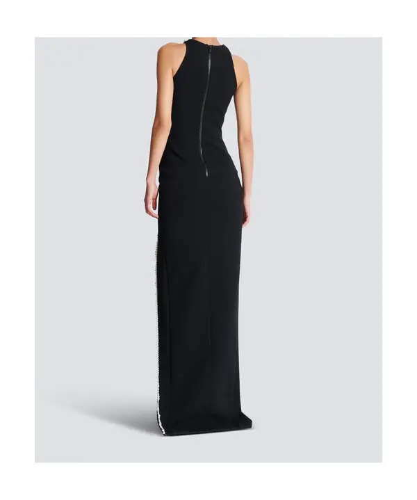 Balmain Face Motif Long Embroidered Dress